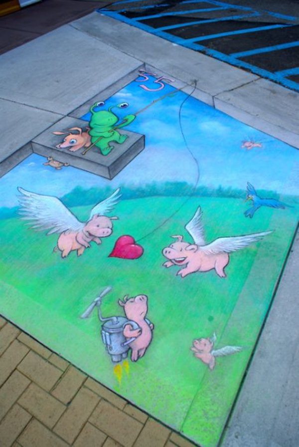 Cute Sluggo Chalk Art by David Zinn (30 pics) | Daily Fun Pics