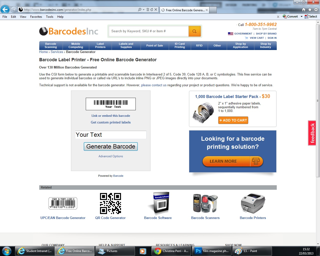 Media Studies A2: Bar Code Generating Website