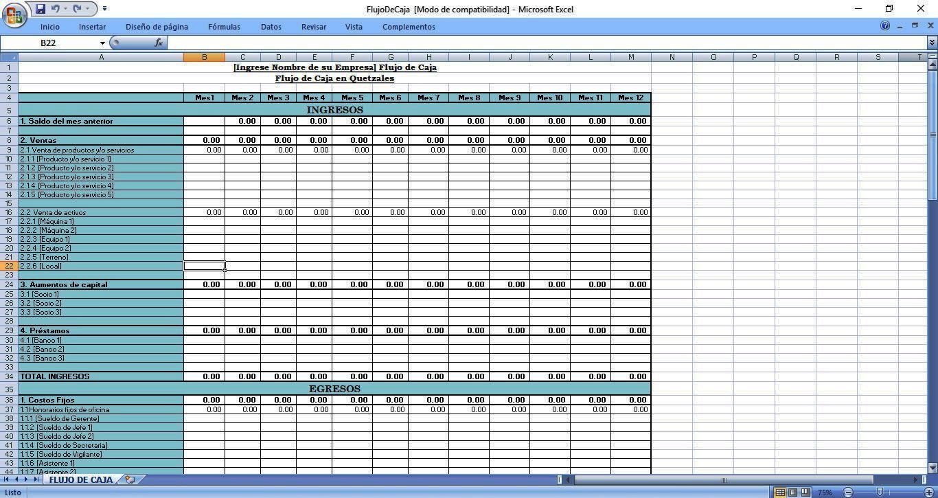 Plantilla Contable para Informe Financiero o Caja Proyectada-Condensada ...