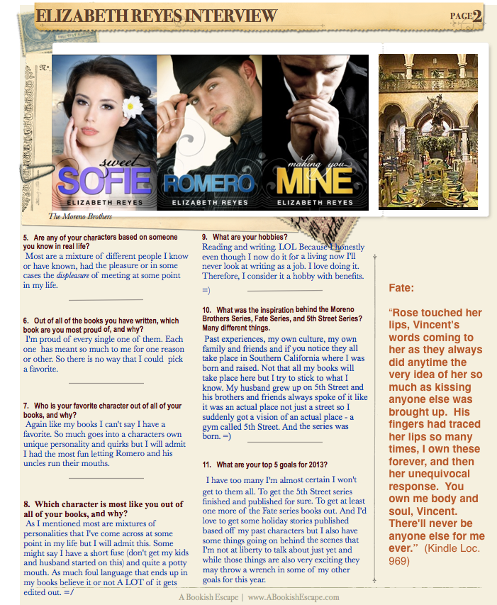 A Bookish Escape: Author Spotlight: Elizabeth Reyes