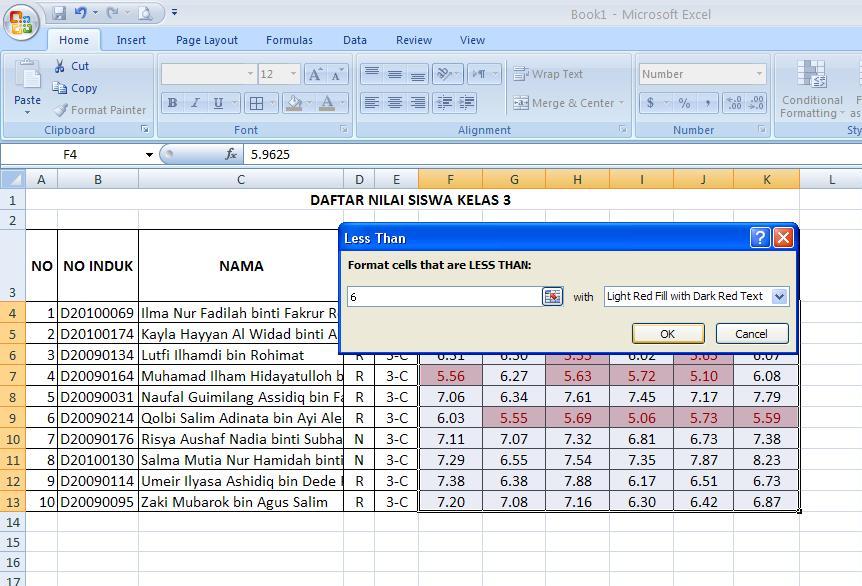 Contoh Gambar Cara Mewarnai Otomatis Pada Excel Kataucap - Riset
