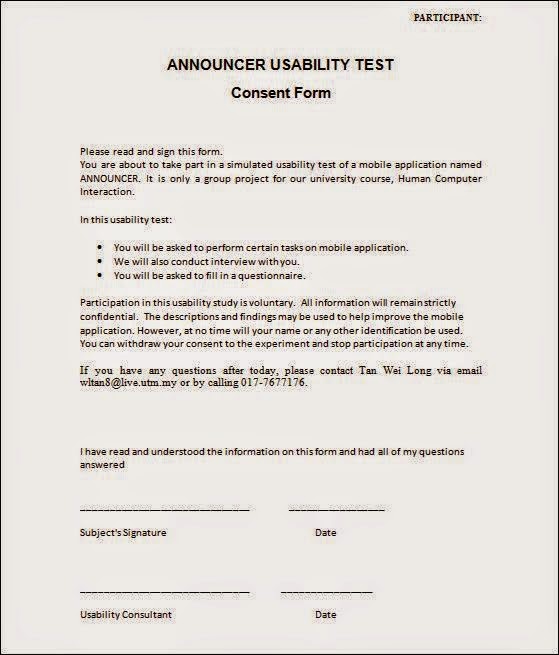 hci project: Consent Form and Questionnaire Form