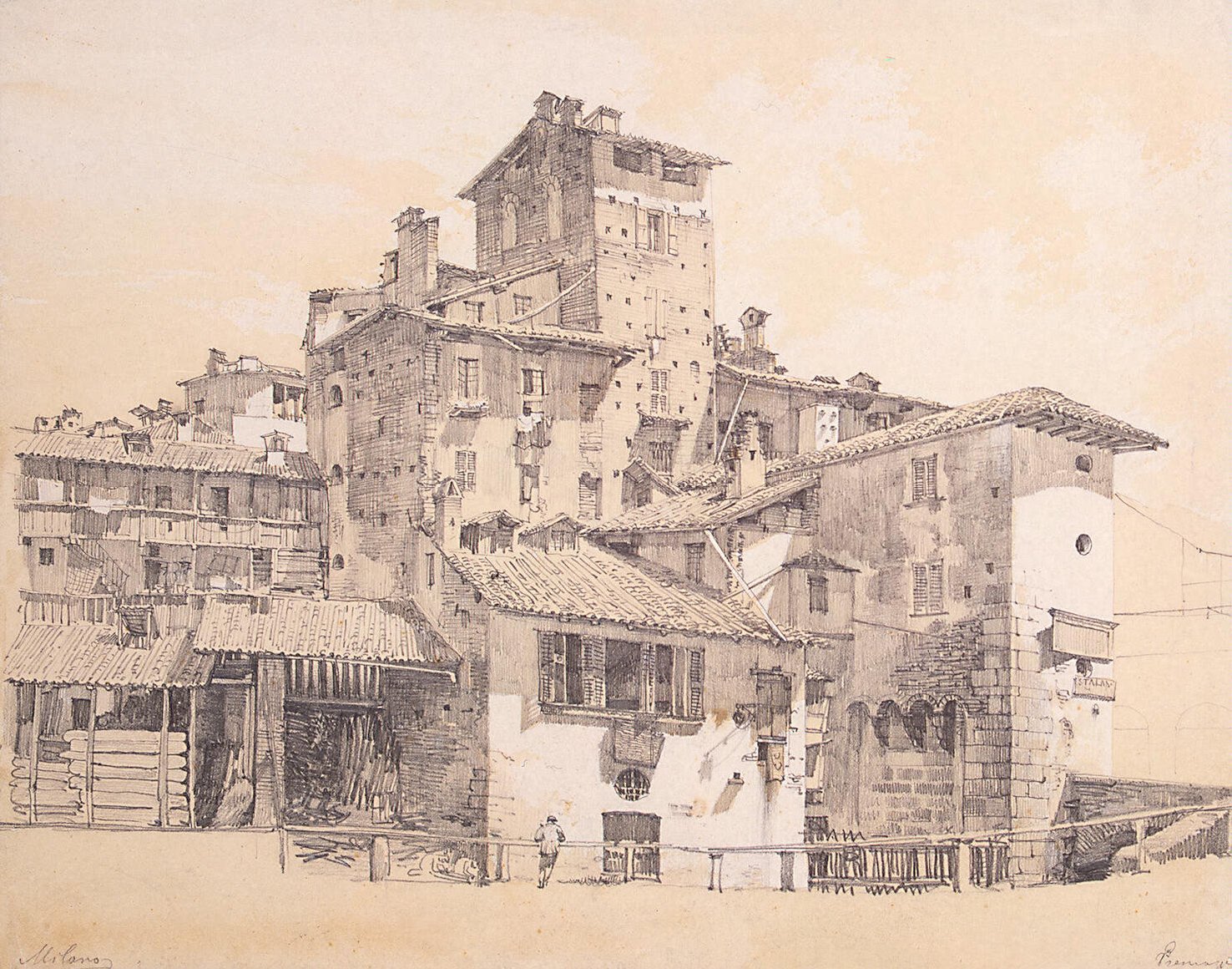 Slums in Milan - Luigi Premazzi | Endless Paintings