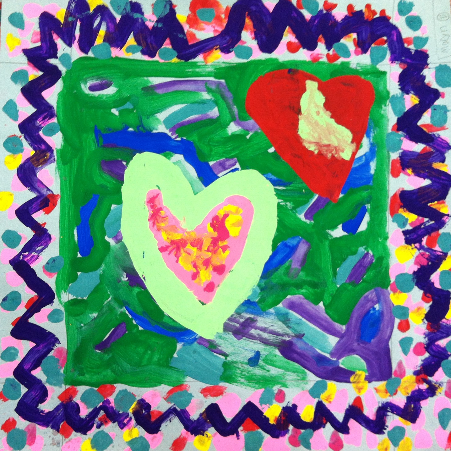 ART with Mrs. A: First Grade Warm and Cool Heart Paintings