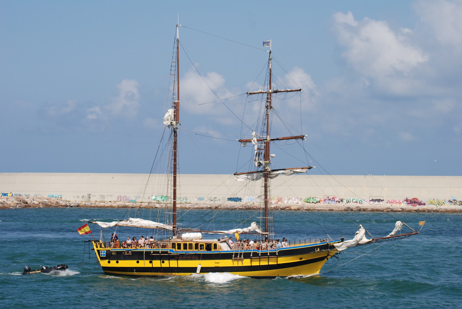 tall ships and the beauty of sailing: Brigantine "CYRANO" at Barcelona