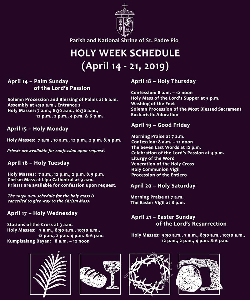 Manila Shopper: Lenten / Holy Week 2019 Church Schedule of Activities