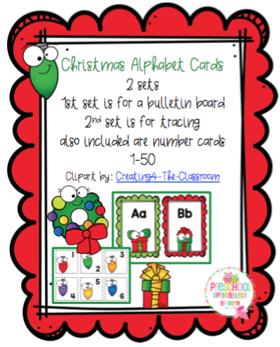 Christmas Alphabet and Number Cards ~ Preschool Printables