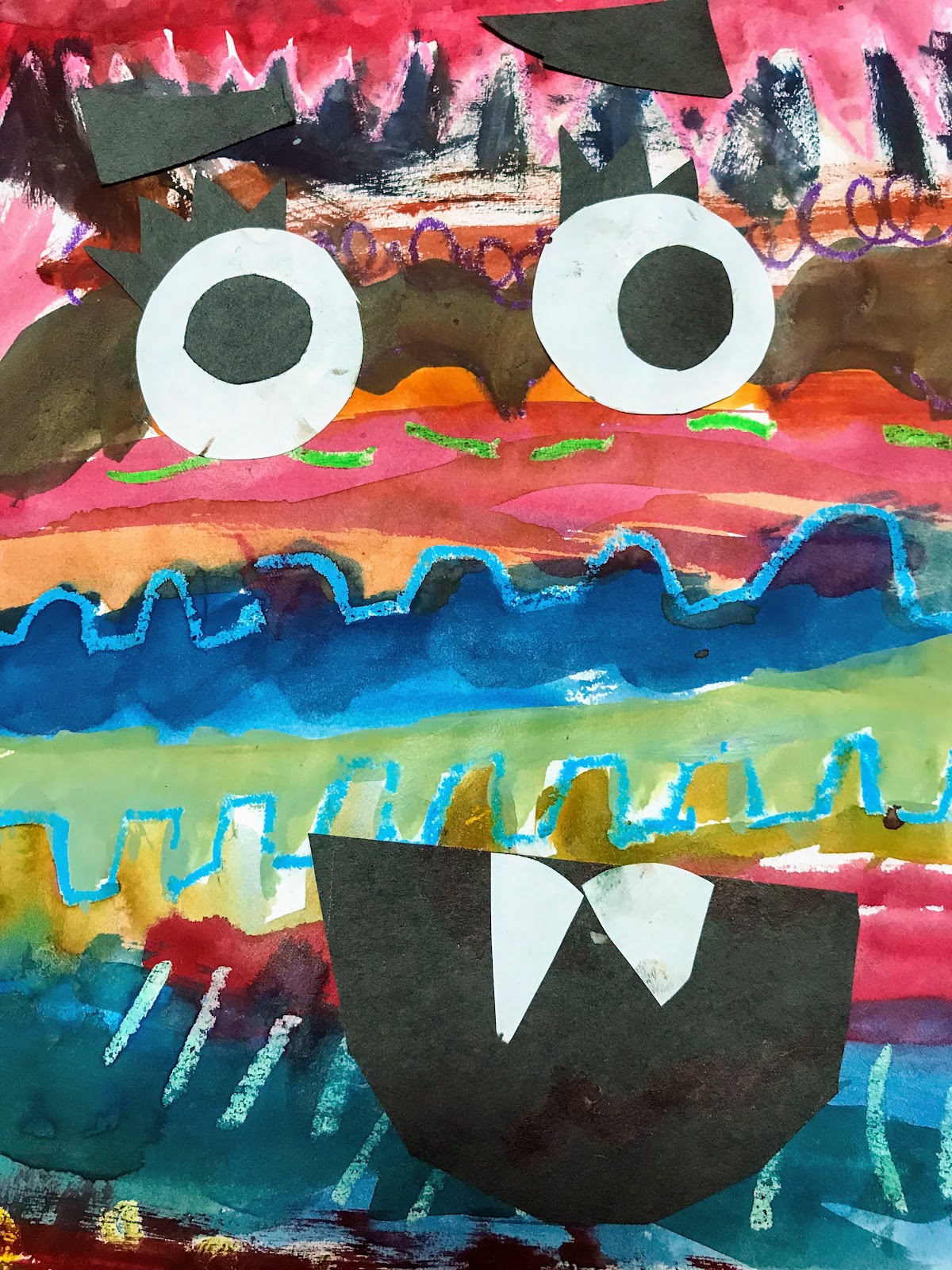 Elements of the Art Room: Kindergarten Line Painting Monsters