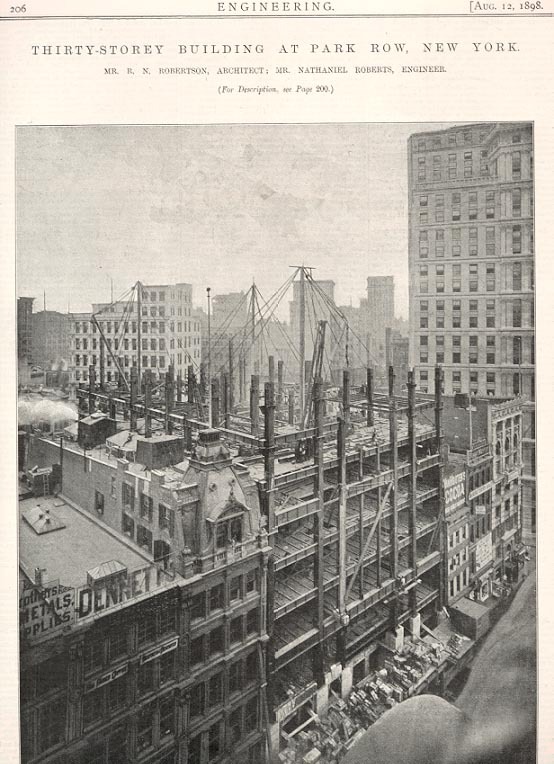 New York - History - Geschichte: Inside and outside the Park Row Building