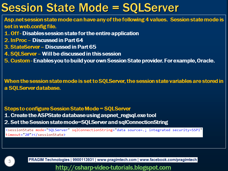 Sql Server Net And C Video Tutorial Part 66 Sqlserver Session State Mode