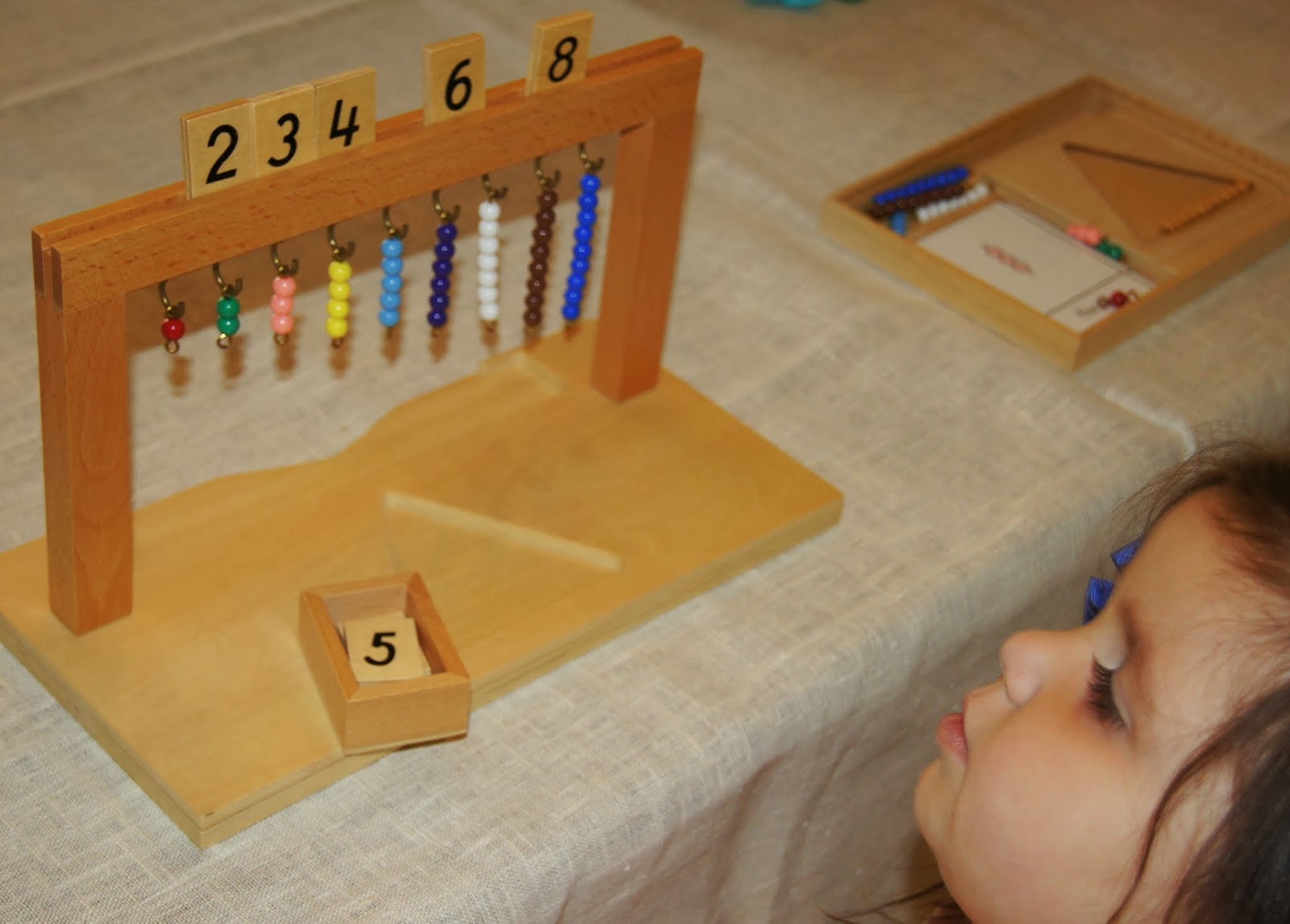 Montessori Math - Hanging Bead Stair Frame - "Making Montessori Ours"