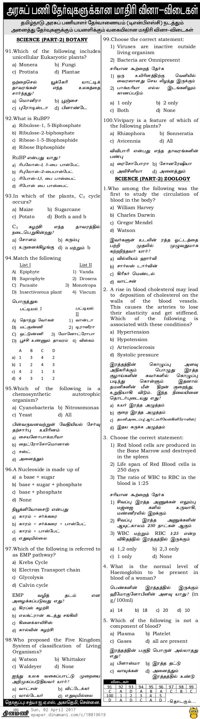TNPSC Science Questions Answers Today Botany Dinamani 2 4 2017 tnpsc-science-questions-answers-today-botany-dinamani-2-4-2017