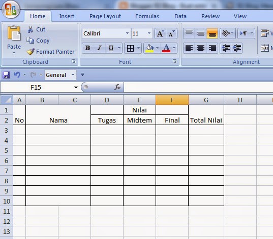 Membuat Tabel Di Excel 2007 | R2 Blog