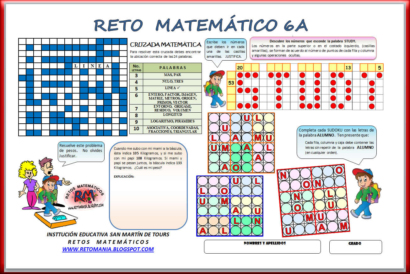 RETO MATEMÁTICO 6A ~ RETOS MATEMÁTICOS