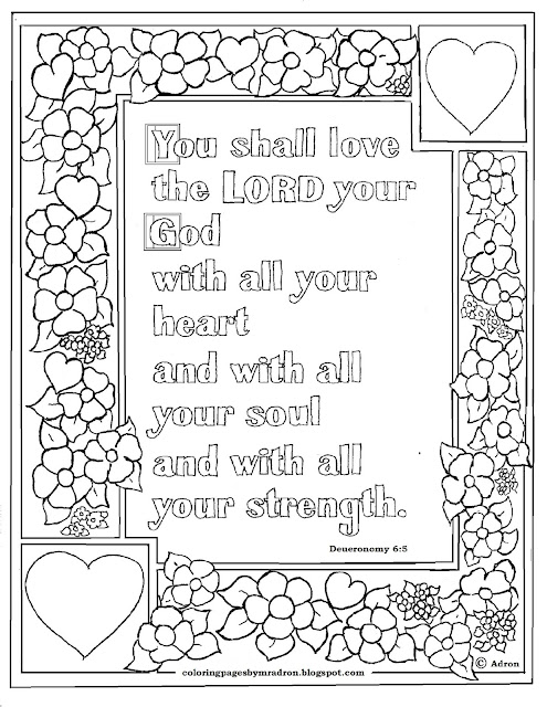 Coloring Pages for Kids by Mr. Adron: Deuteronomy 6:5 Print and Color Page