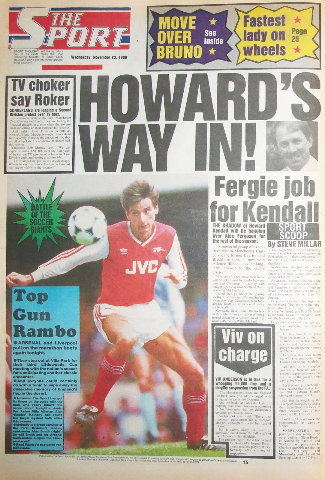 Daily Sport 23 November 1988