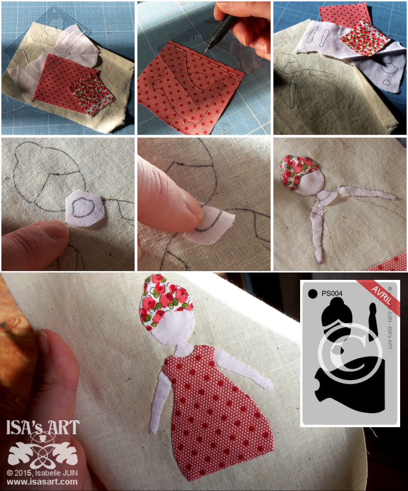 ISA'sART: PATCHWORK - Appliqué pochoir Petite doll (tuto astuces)