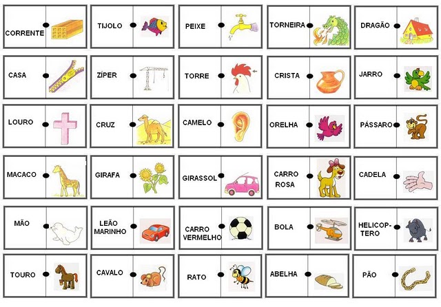 Jogos de Alfabetização - 3 Diferentes Modelos de Dominós de Palavras ...