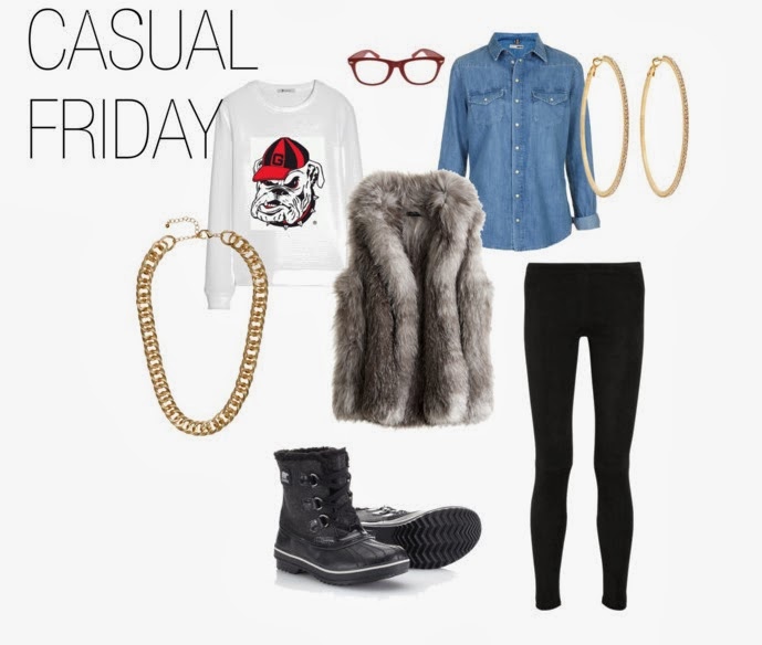 Thriftionary: Thrifted OOTD: Fur vest + Vintage Georgia Bulldogs sweatshirt