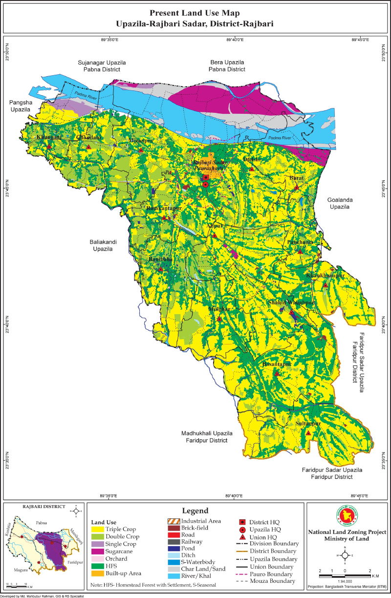 Mouza & Land Use Maps of Rajbari Sadar Upazila, Rajbari, Bangladesh ...