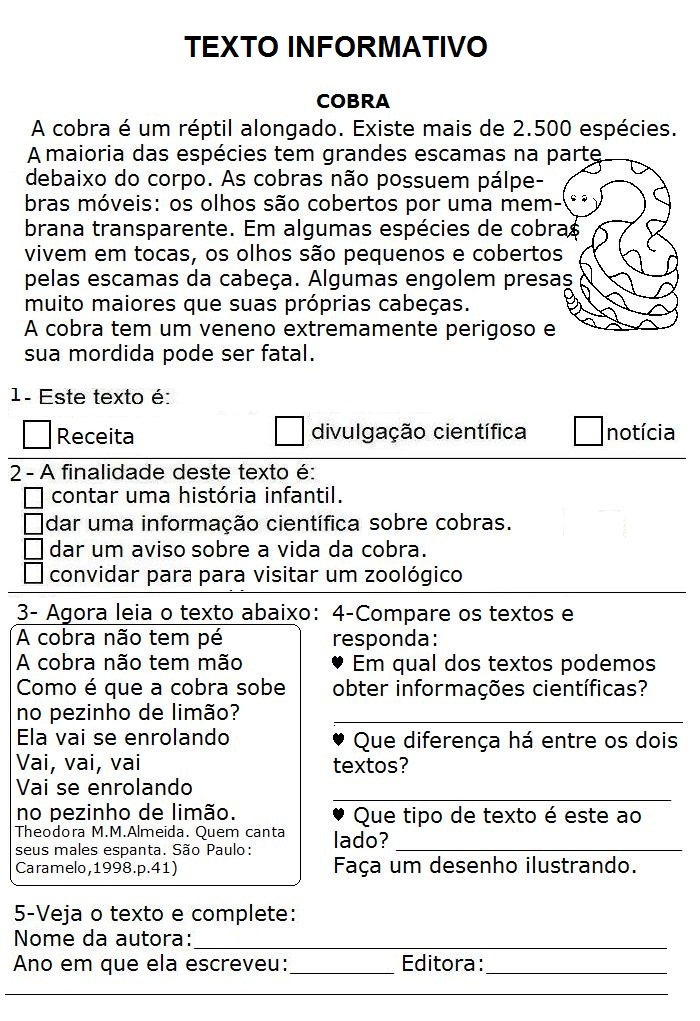 COMPARTILHANDO SABERES: Trabalhando Textos Informativos