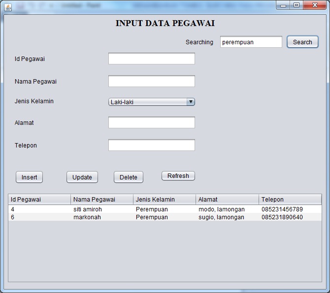 MENAMBAHKAN TOMBOL SEARCHING PADA PROGRAM INPUT DATA MENGGUNAKAN NETBEANS IDE 7.3.1