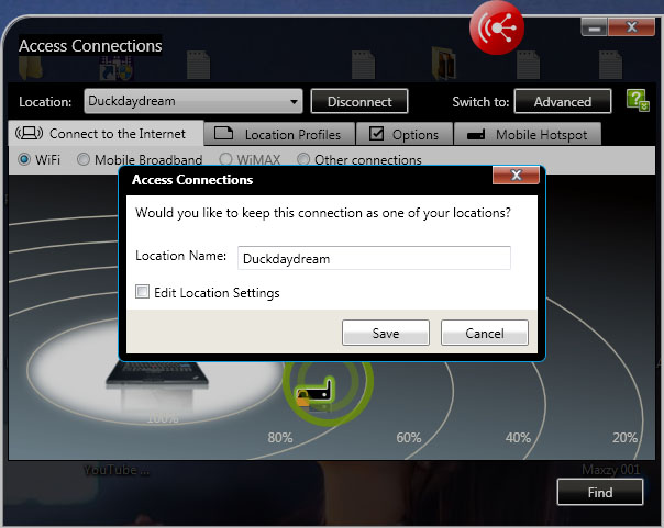 แชร์เน็ตไวไฟจากโน๊ตบุ๊คด้วยโปรแกรม ThinkVantage Access Connections