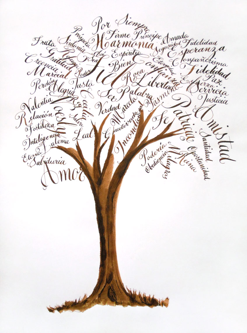 Árbol caligrama, utilizando la caligrafía inglesa | Aracelyasmine ...
