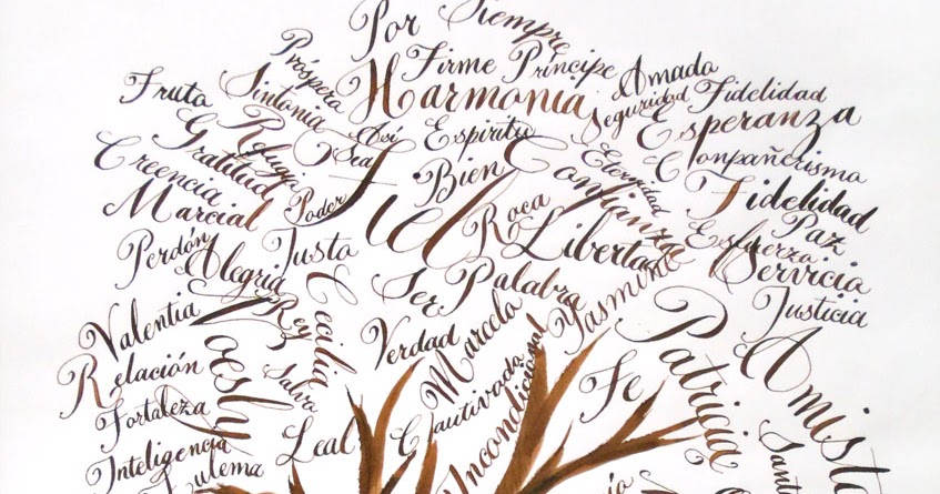 Árbol caligrama, utilizando la caligrafía inglesa | Aracelyasmine ...