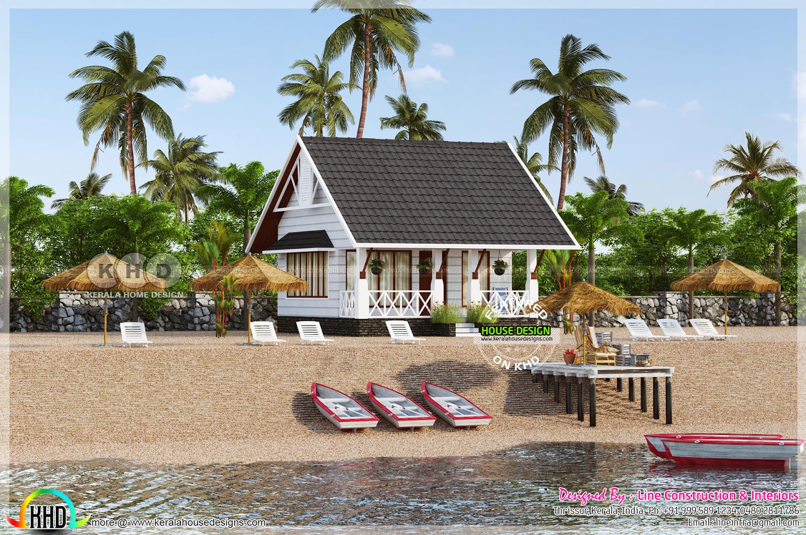 Beach Resort house architecture home - Kerala home design and floor ...