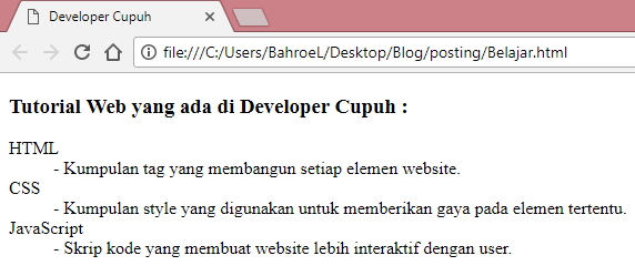 Jenis-Jenis List pada HTML - Developer Cupuh