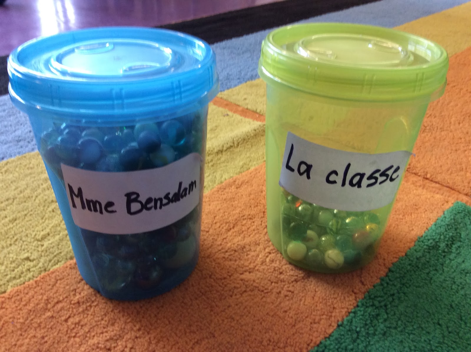 La classe de Mme Bensalam: How is our class marble jar doing?
