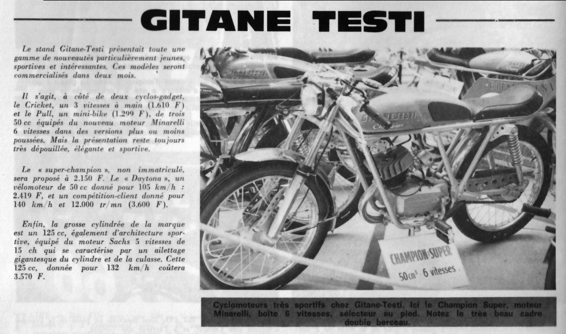 Gitane Testi, Motobécane... et + encore: 1970