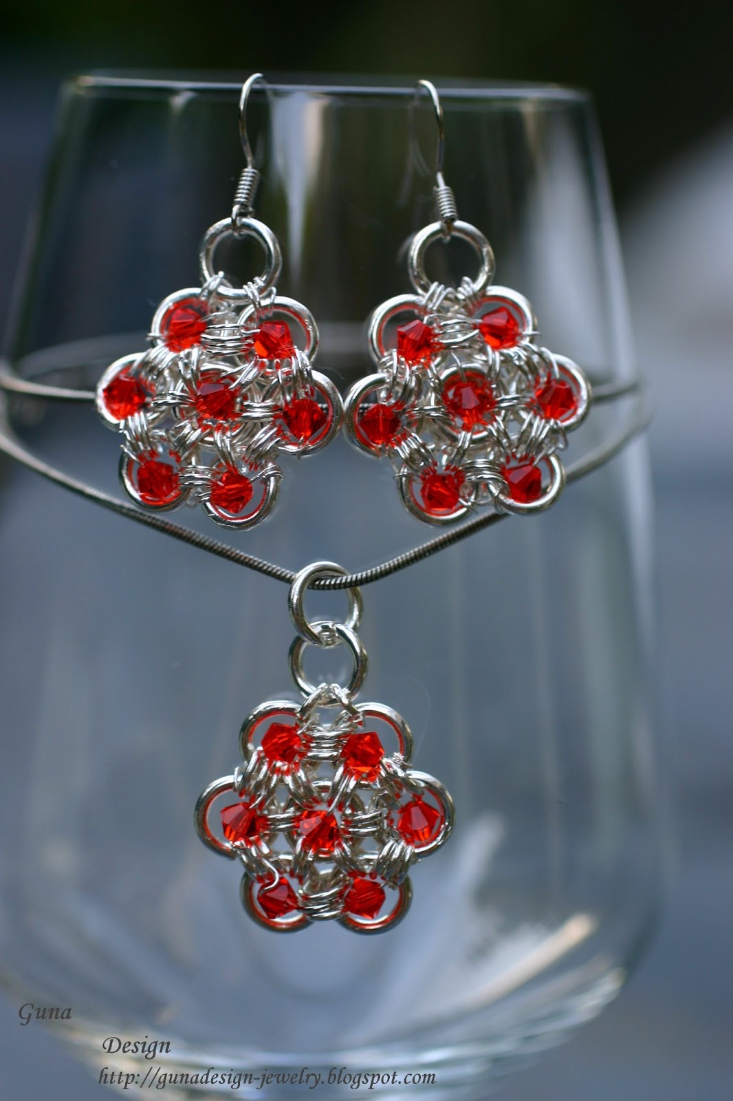 Summer flower set- earrings and pendant