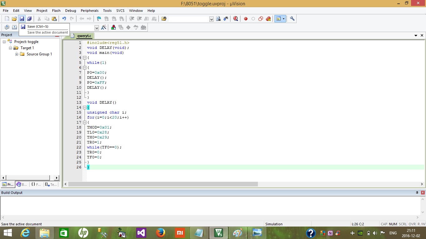 Hex file generation using Keil