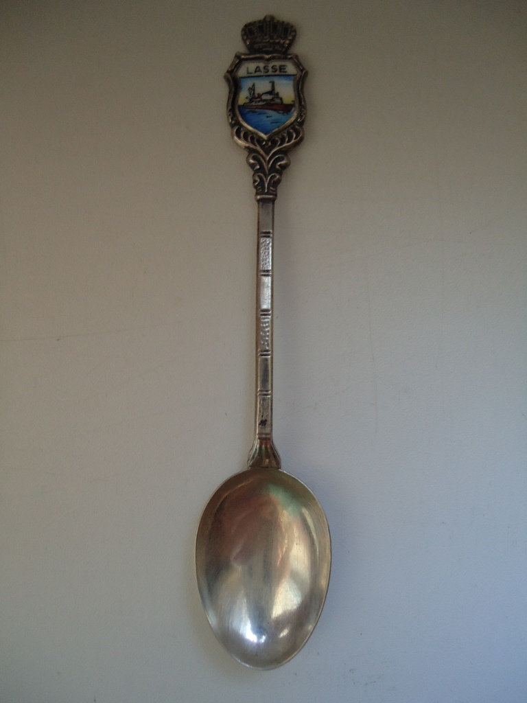 Fossils & Antiques: ANTIQUE STERLING SILVER & ENAMEL DENMARK SOUVENIR SPOON