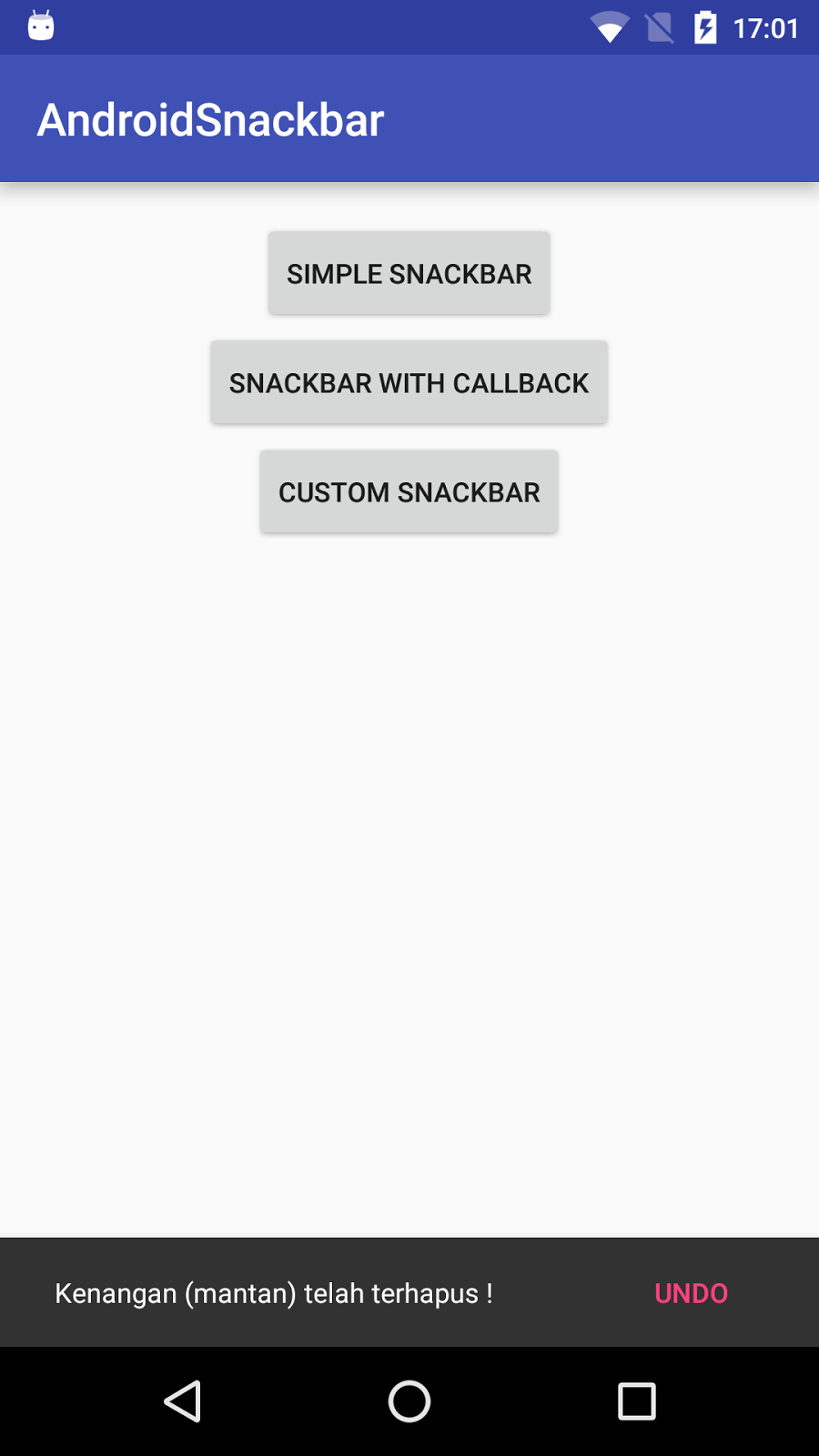 (Tutorial Android) Snackbar Android Material Design - My Personal Blog