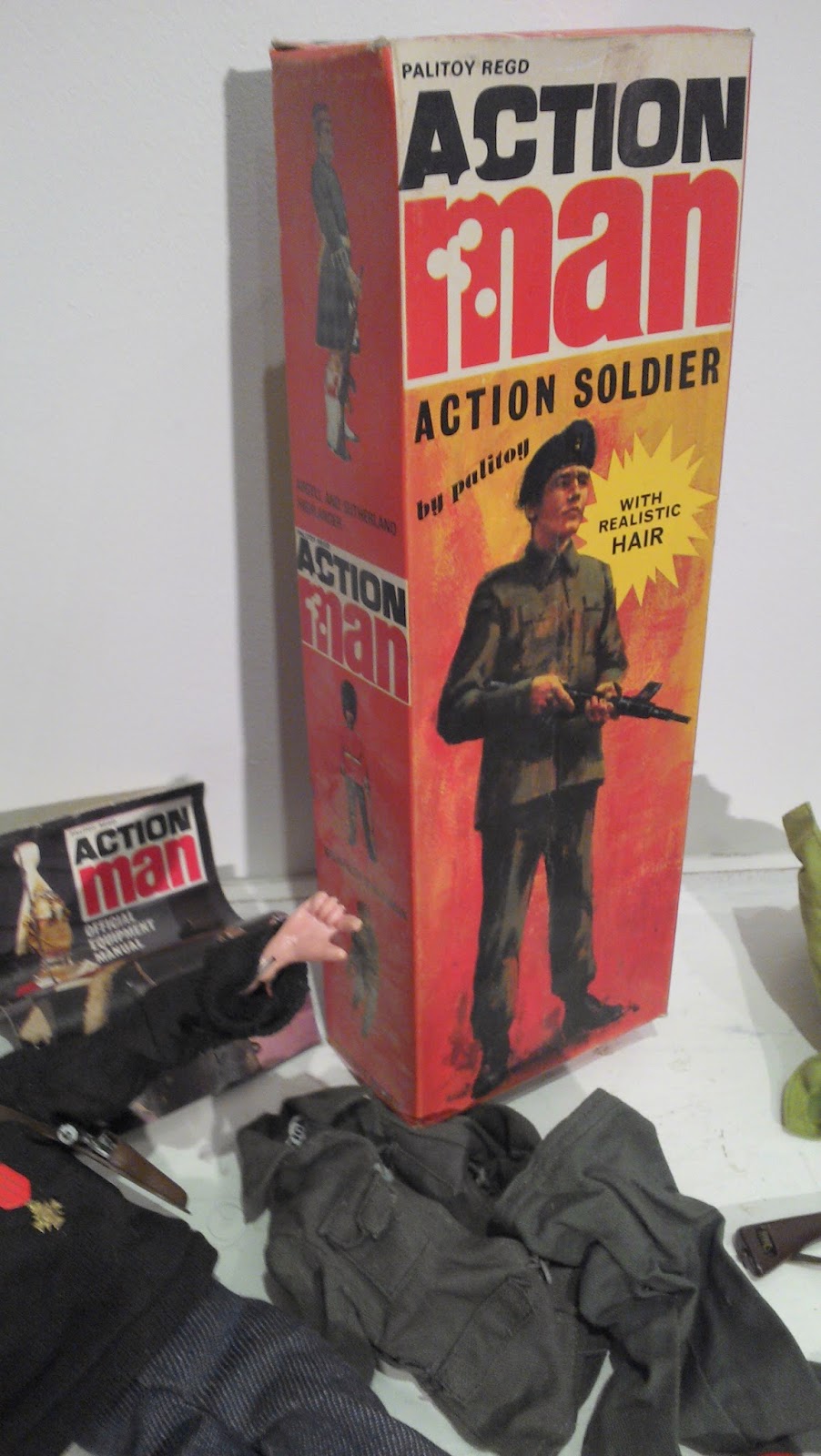 action man vintage 1964 estampillé LOT boite d'origine et nombreux ...