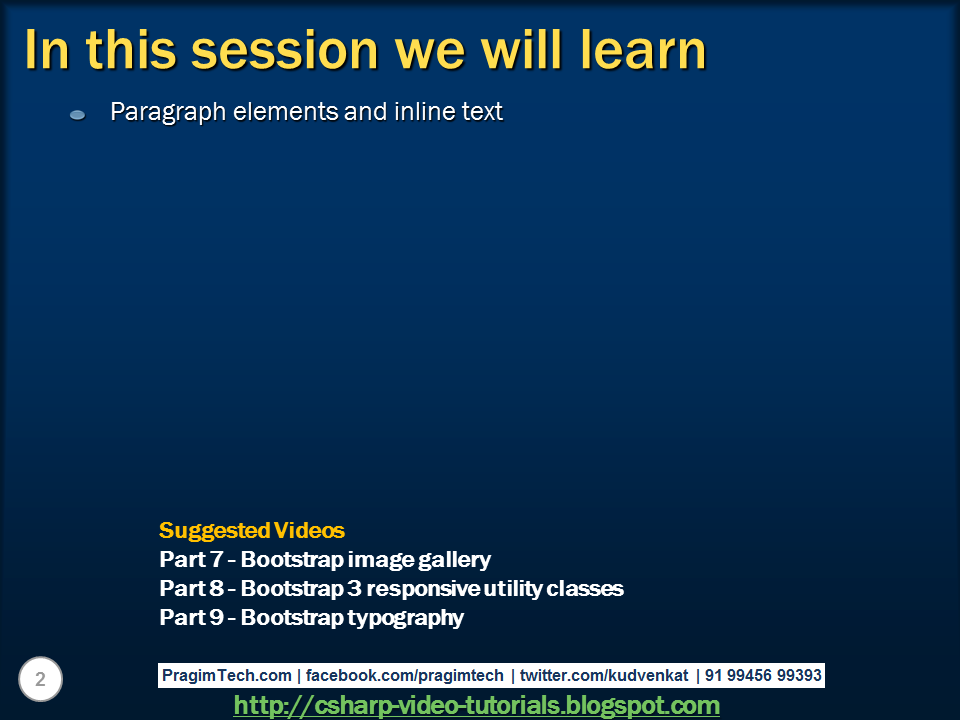 Sql server, .net and c# video tutorial: Bootstrap paragraphs