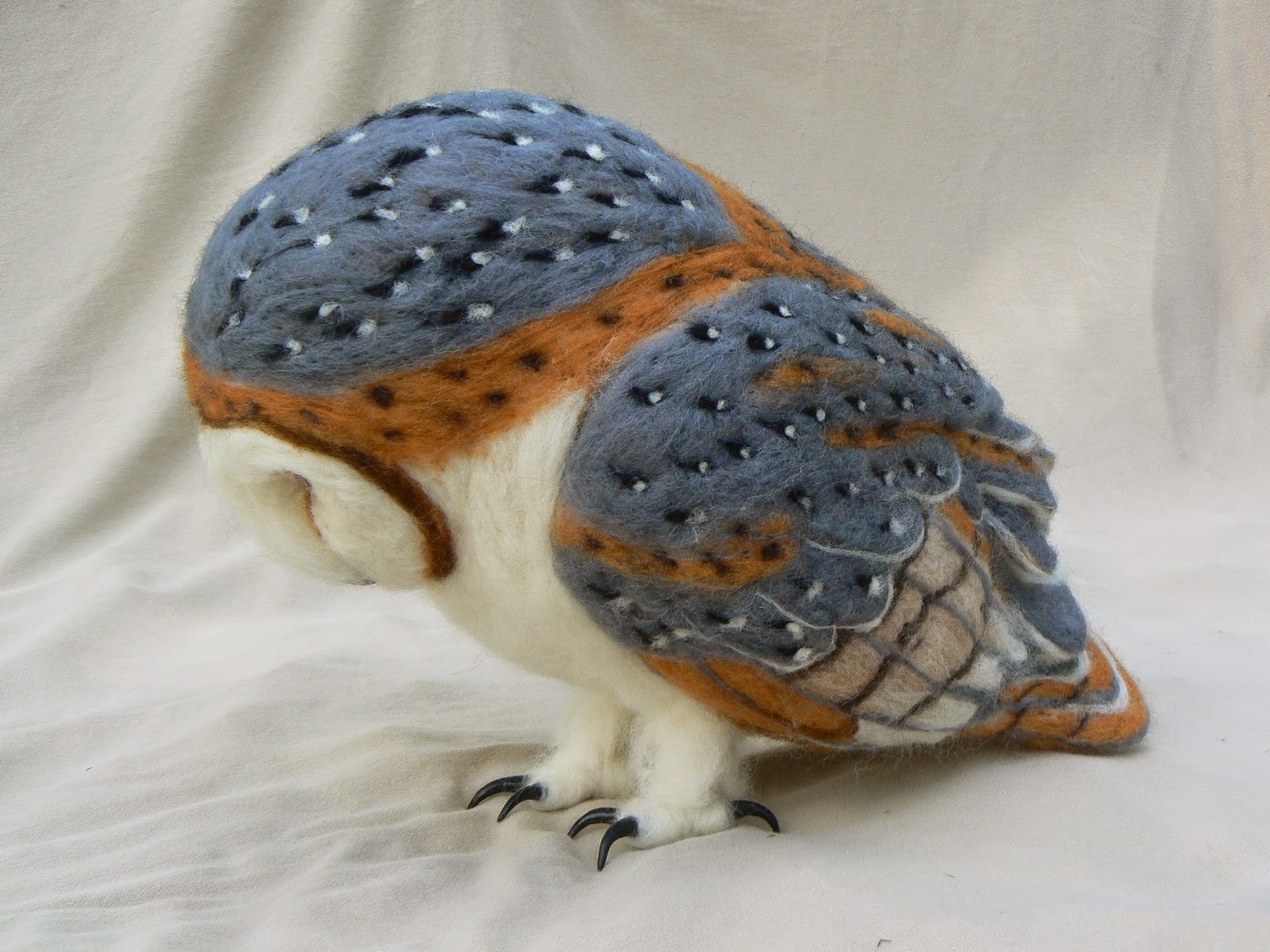 Plains Song Studio: Needle Felted Barn Owl: Reflection