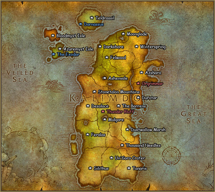 ciudades world of warcraft: continentes.