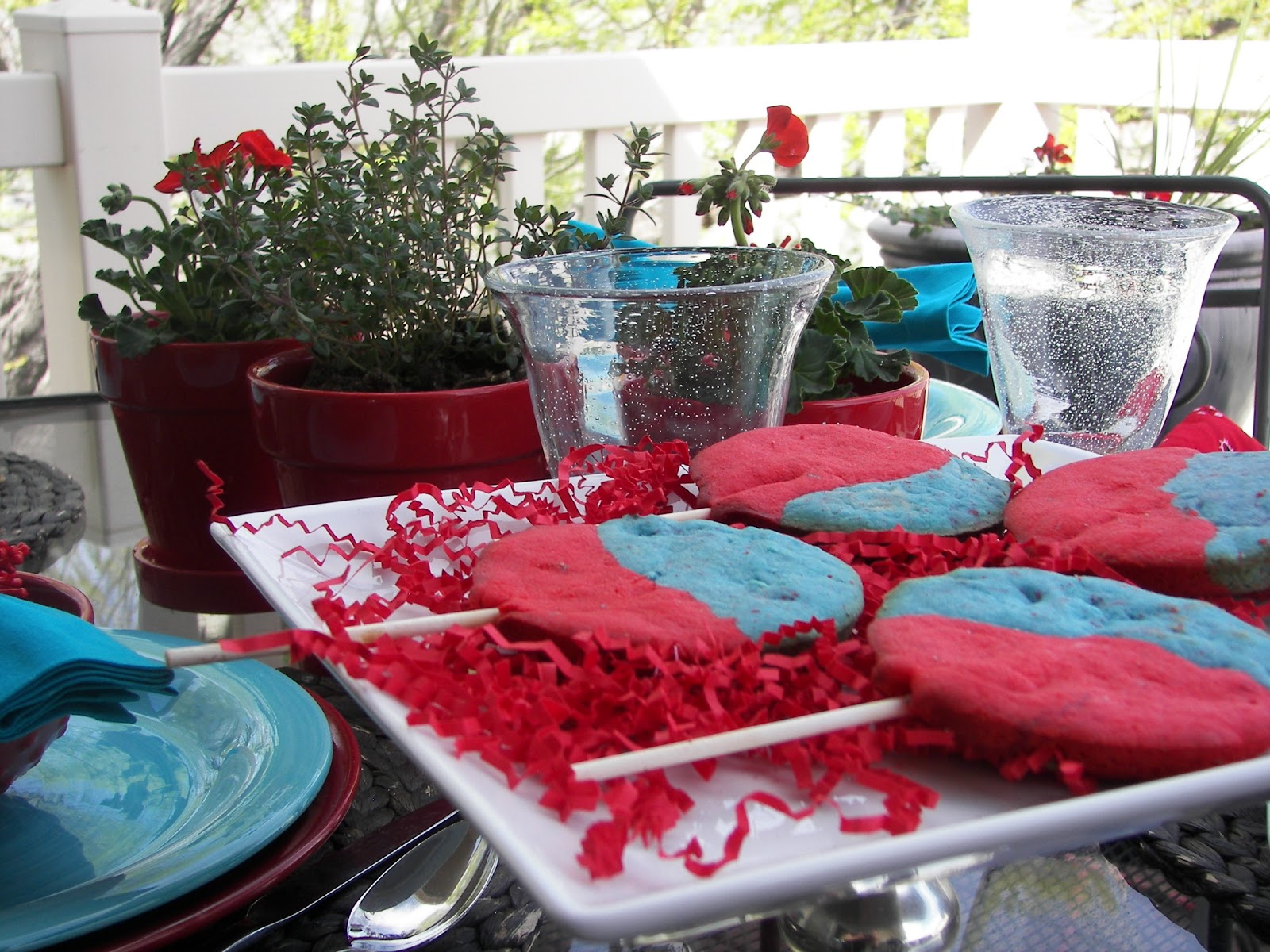 Red Couch Recipes: Bold and Bright Red and Turquoise Tablescape