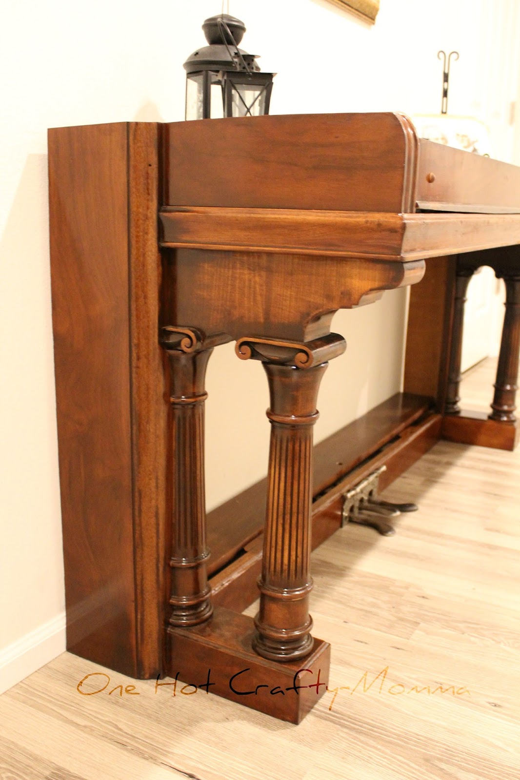 One Hot Crafty-Momma: Antique Piano Repurposing, Part 2....Hall Table