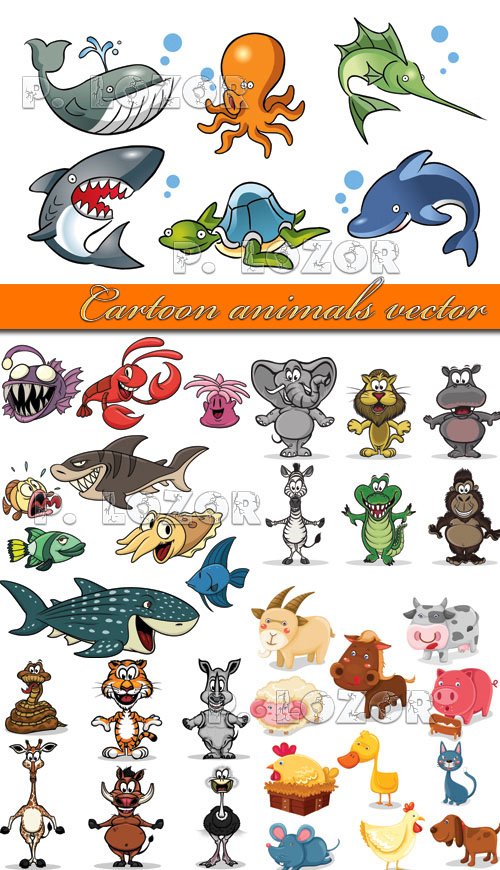 FREE CLIP ART VECTOR: Cartoon animals vector