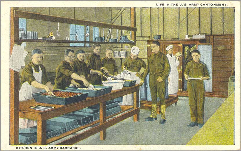 POSTCARDY: the postcard explorer: Kitchen in U. S. Army Barracks