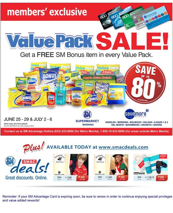 SM VALUE PACK SALE | NEWS, PROMOS here and around the Globe...