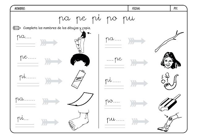 El rincón de Aurora: Ficha de repaso tema 1 de lengua. Letra P, p y M, m