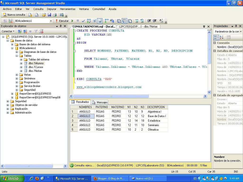 Otro día mas: Creación de consultas en Base de Datos (SQL SERVER) - Curso: Programación en BD