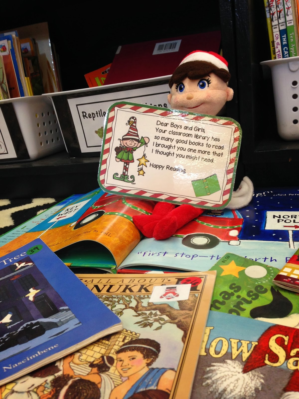 Our Elf Loves to Read and TpT Freebies | Time 4 Kindergarten