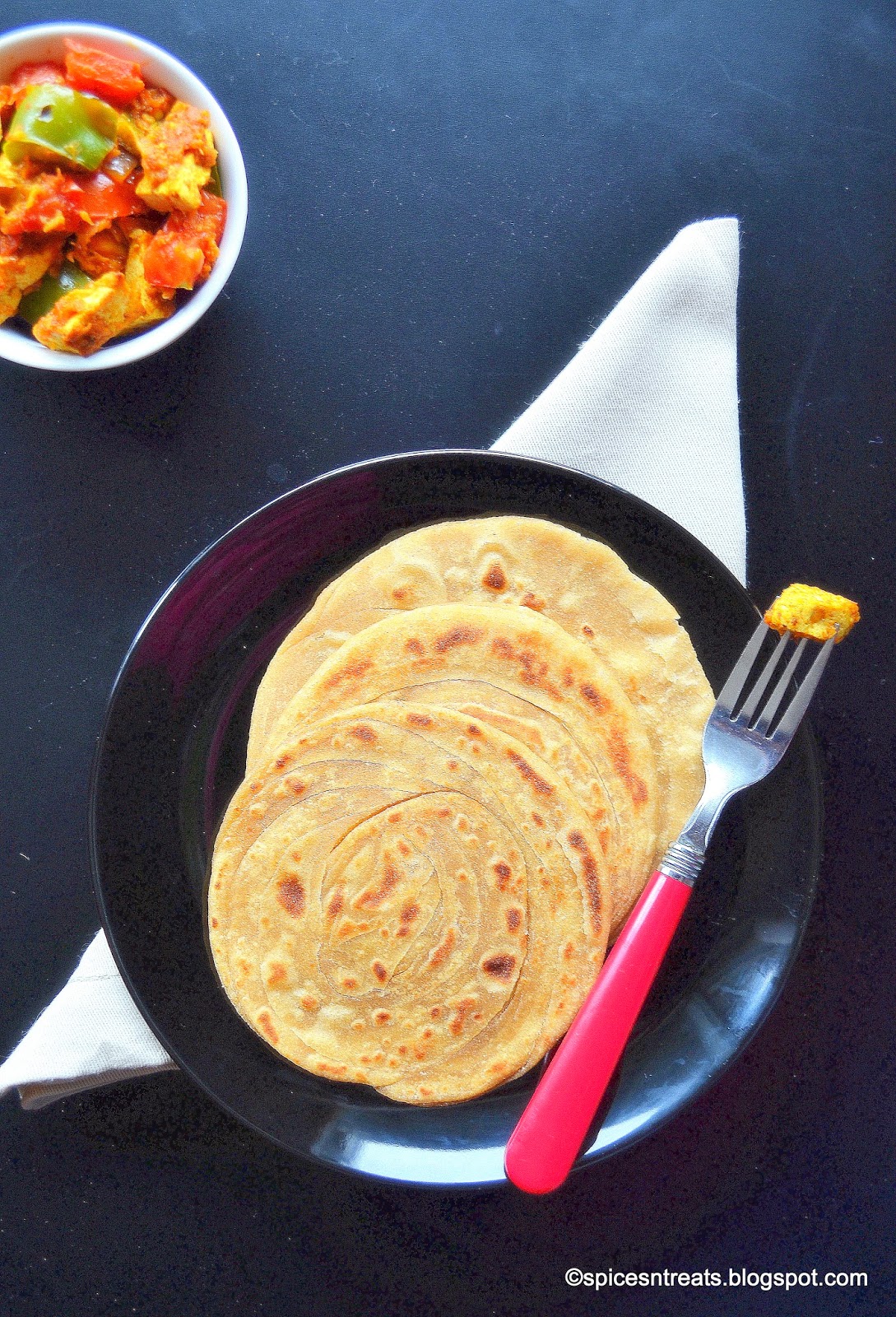 Spices and Treats: Whole wheat lacha parata | Veechu Parota